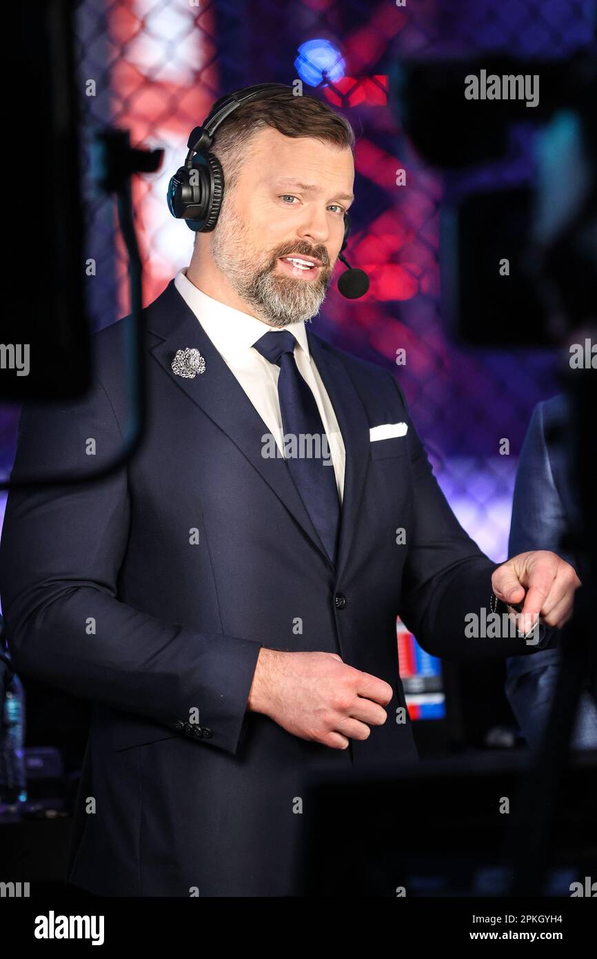 Las Vegas, NV, USA. 7th Apr, 2023. PFL analyst Sean O'Connell on camera ...