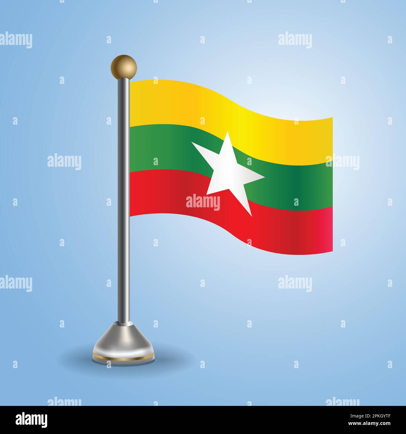 State Table Flag Of Myanmar National Symbol Vector Illustration Stock