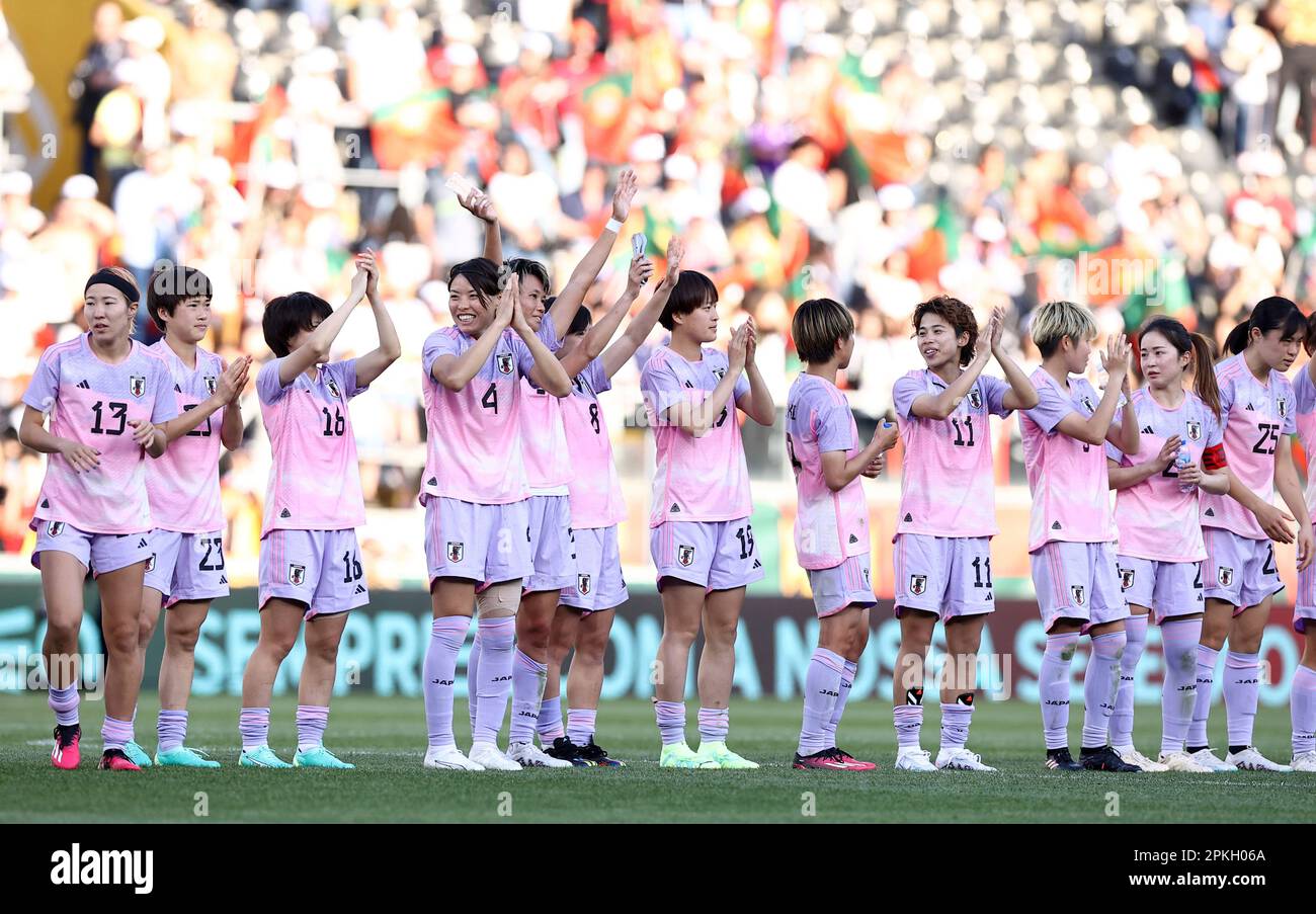 Japan's players celebrate after winning the football women's friendly ...