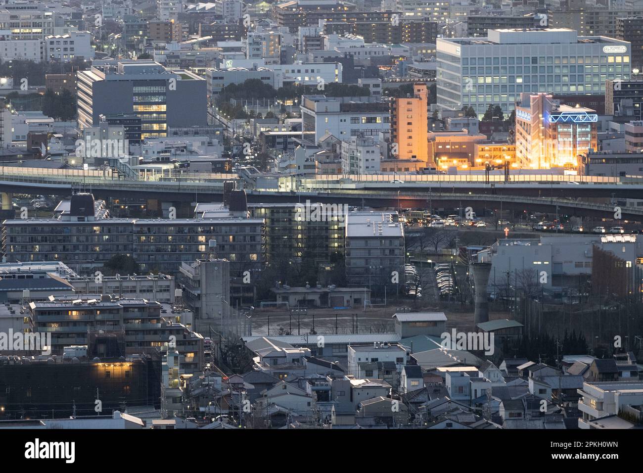 Kyoto, Japan. 6th Mar, 2023. The city skyline at sunset. Kyoto is the ...
