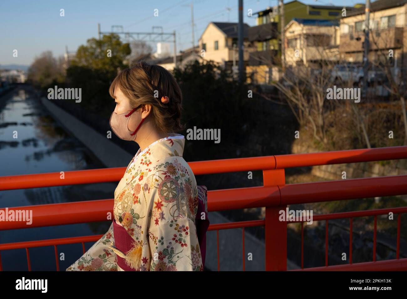 Kyoto, Japan. 6th Mar, 2023. Two women in kimono touring Mt. Inari ...