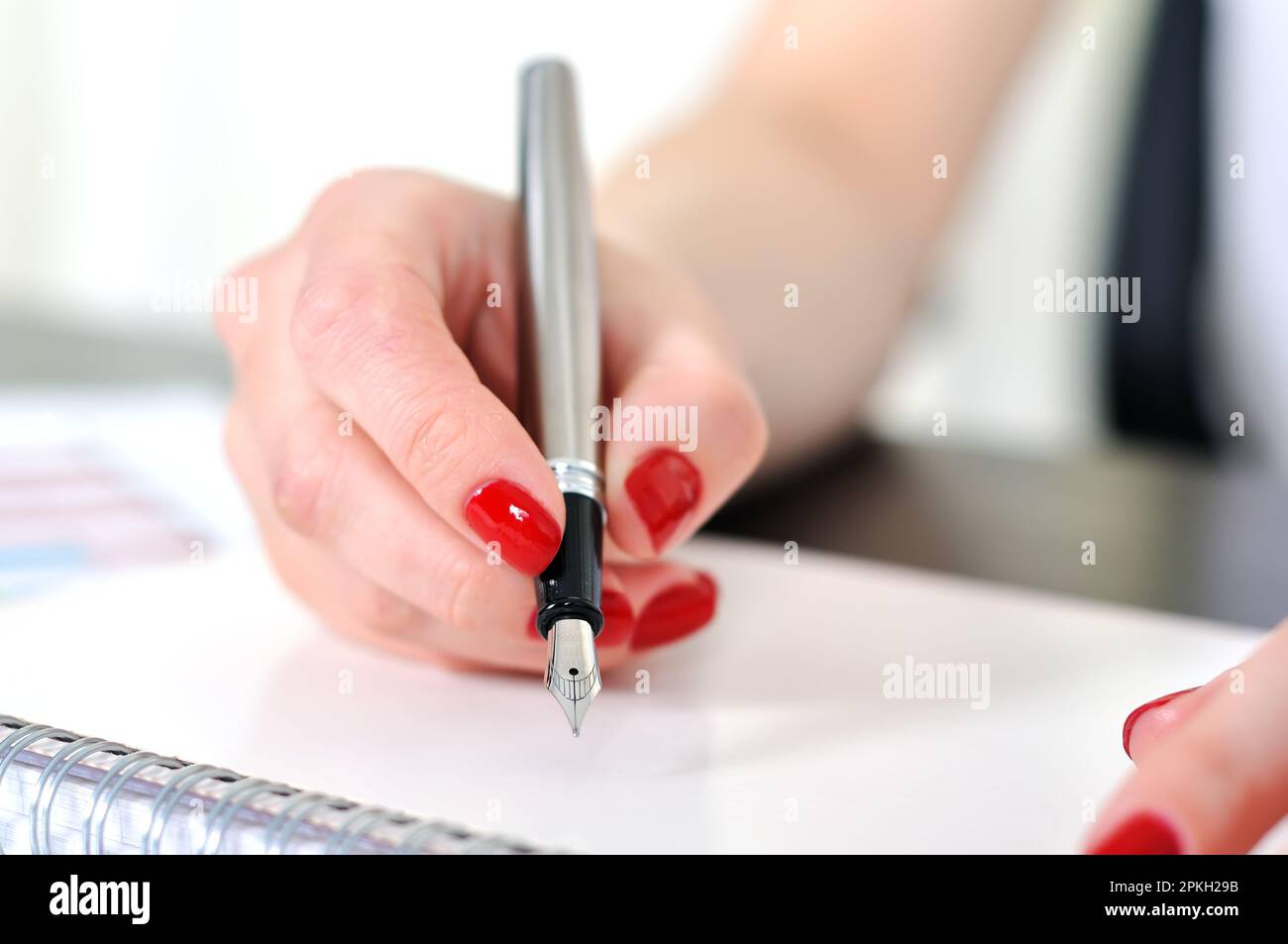 Hand businesswoman writing on diary hi-res stock photography and images ...