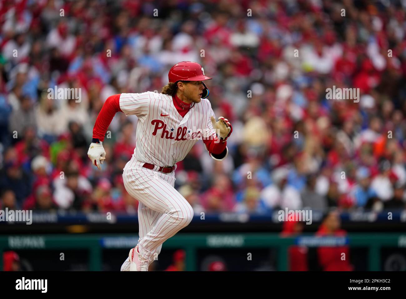Philadelphia Phillies' Alec Bohm plays during the seventh inning of a ...