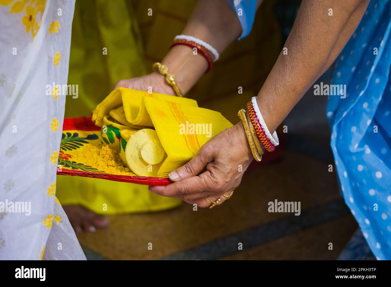 Varan or boron ritual being performed during hindu wedding or puja by ...