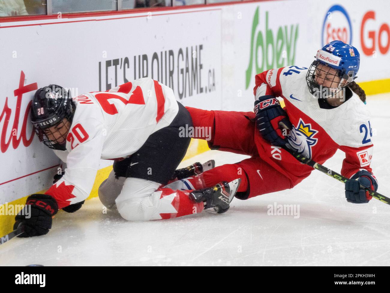 Brampton, Canada. 07th Apr, 2023. Canada forward Sarah Nurse (20) and ...