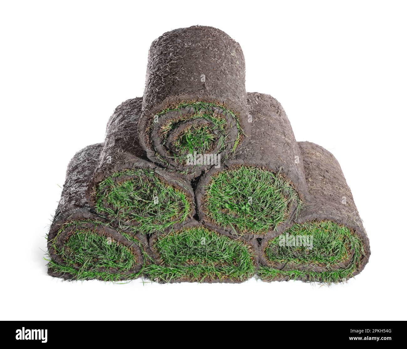 Rolls of grass sod on white background Stock Photo - Alamy