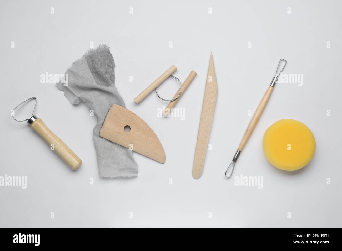 Set of clay modeling tools on white background, flat lay Stock Photo ...