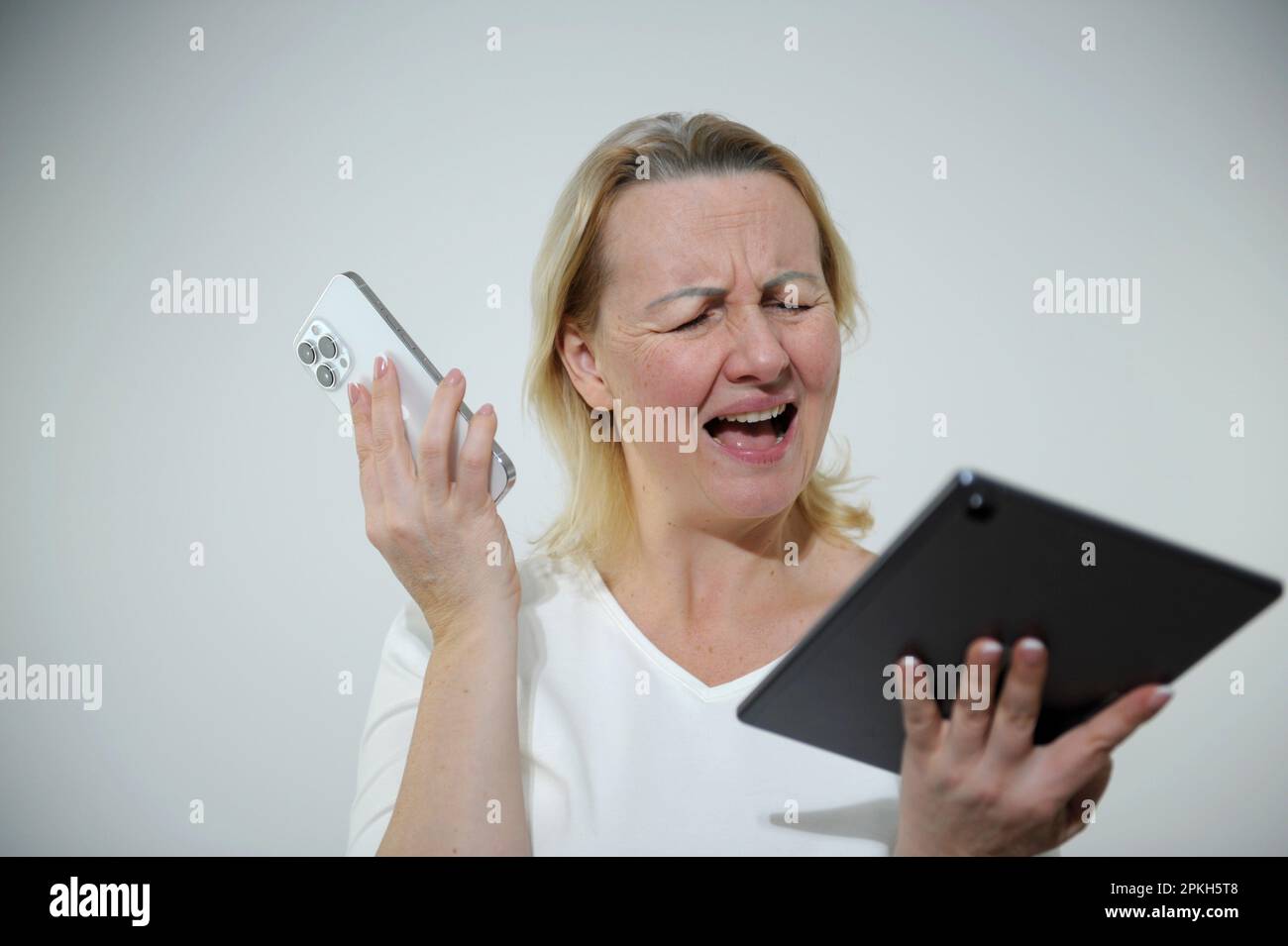 Workplace Quarrel. Angry Looking Woman In Video Conference. High ...