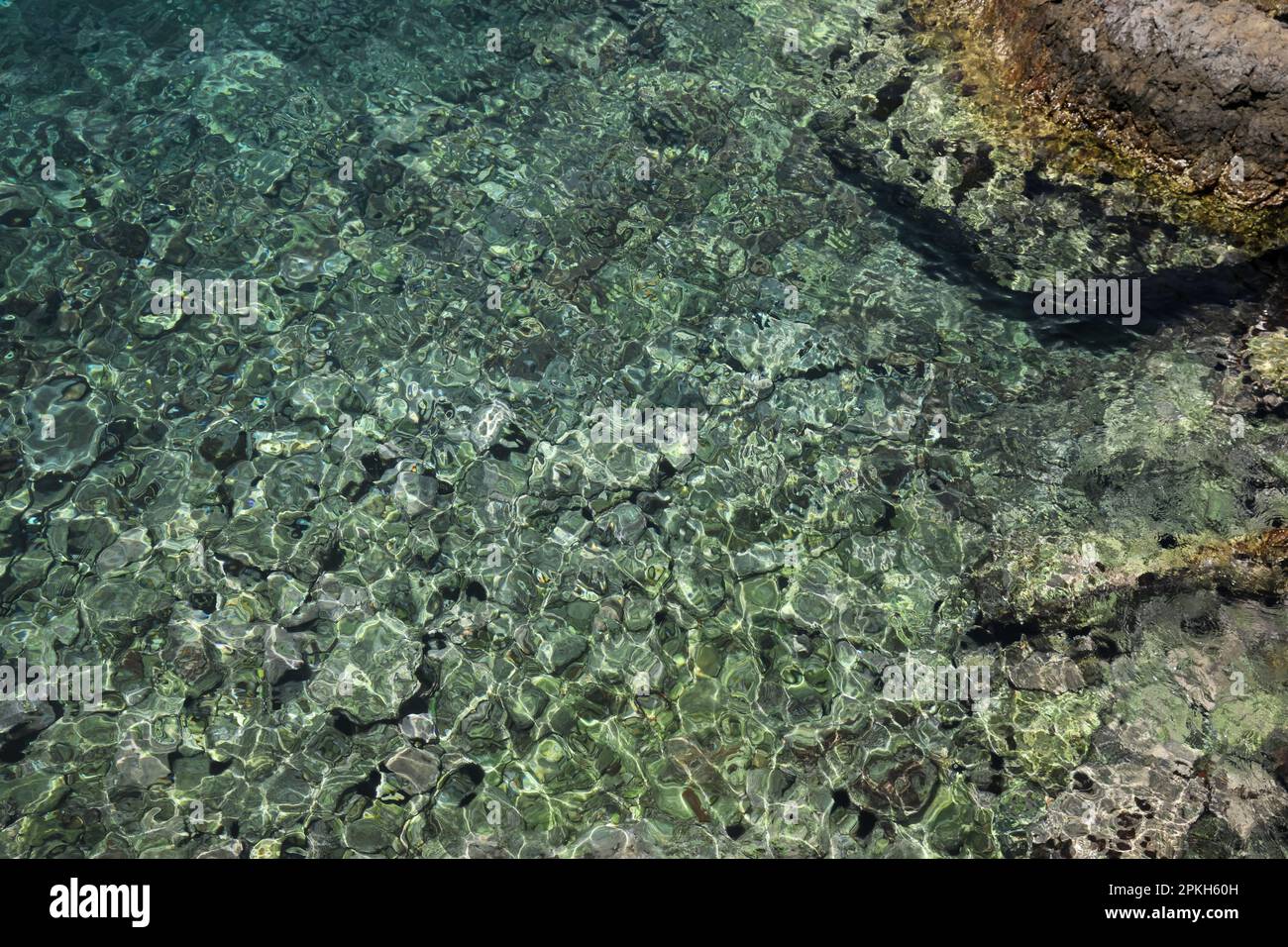 Shallow water with rocky sea bottom as background, top view Stock Photo ...
