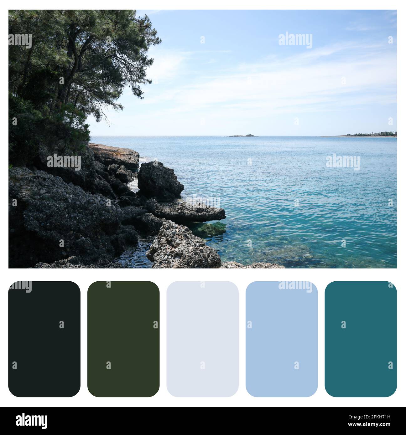Color palette appropriate to photo of beautiful rocky sea coast on ...