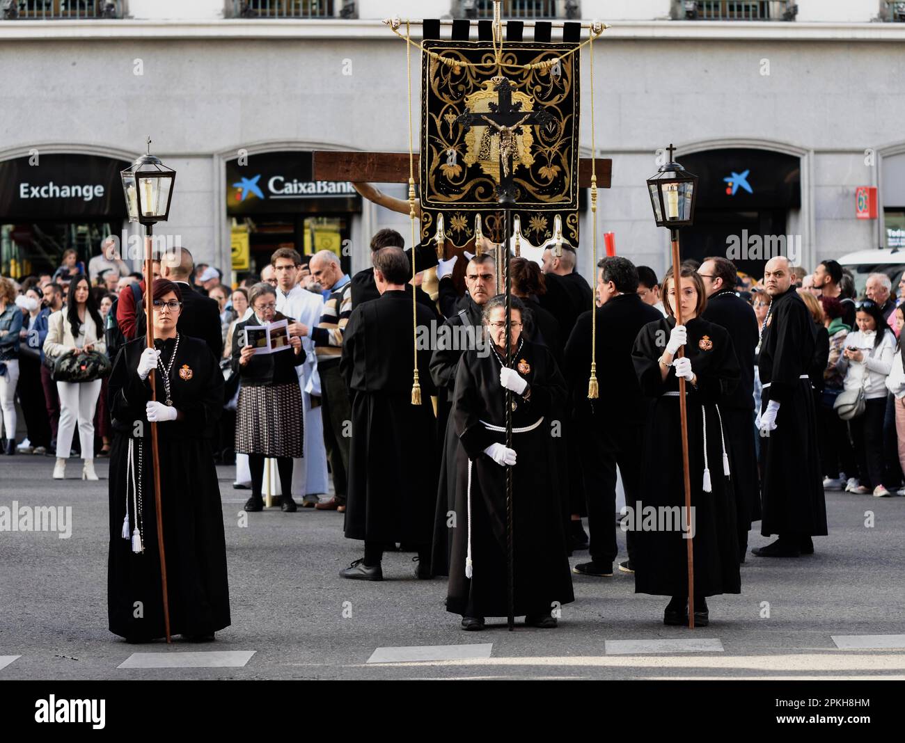 Madrid, Spain. 07th Apr, 2023. Penitents wear a black habit with ...