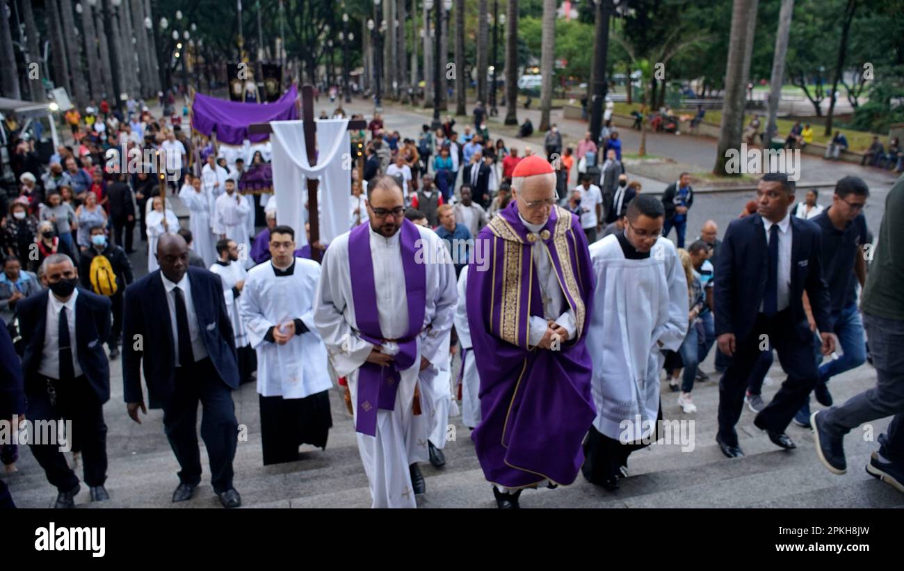 Catholic community people participate in a religious procession on the ...