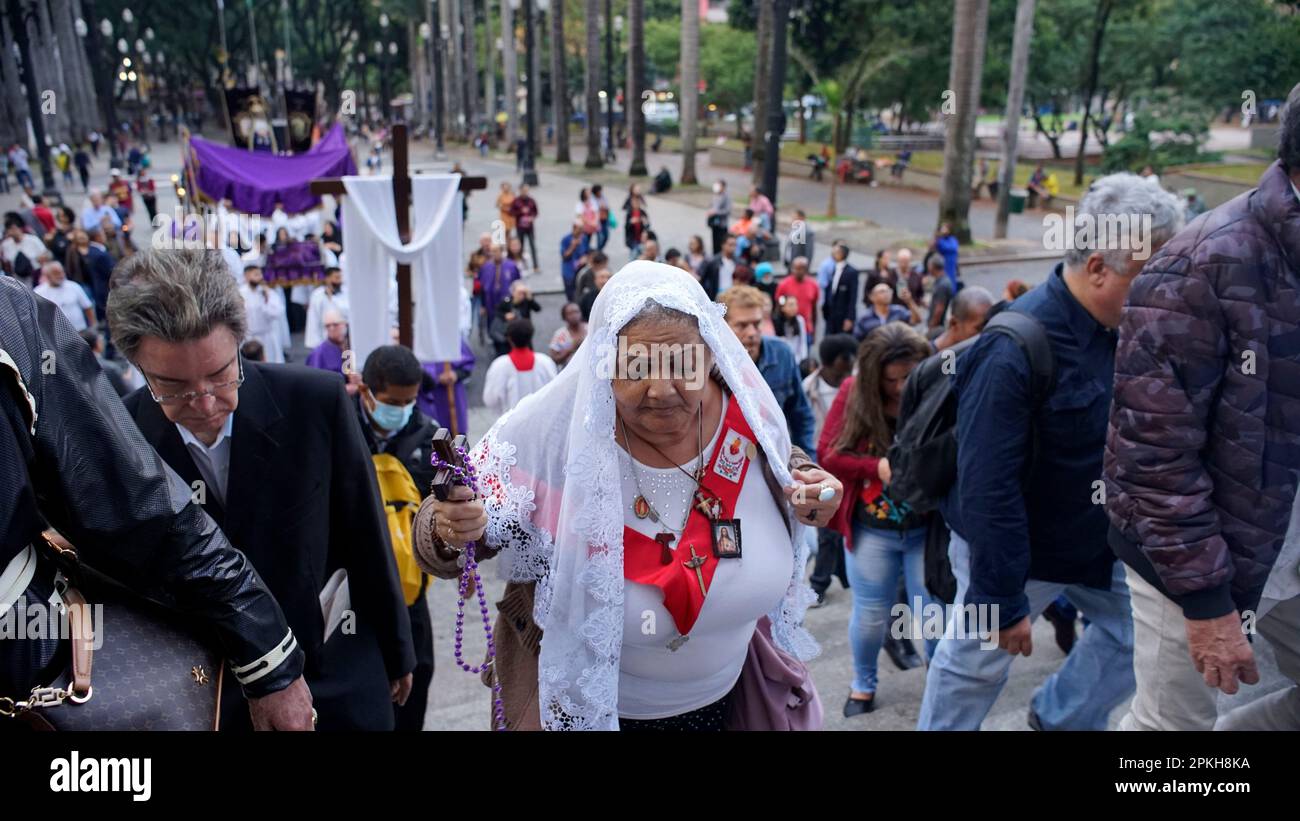 Catholic community people participate in a religious procession on the ...