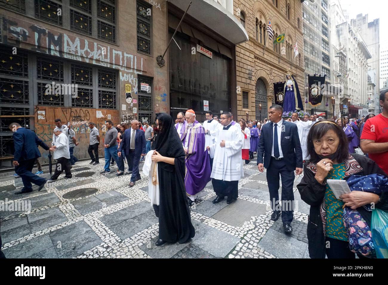 Catholic community people participate in a religious procession on the ...
