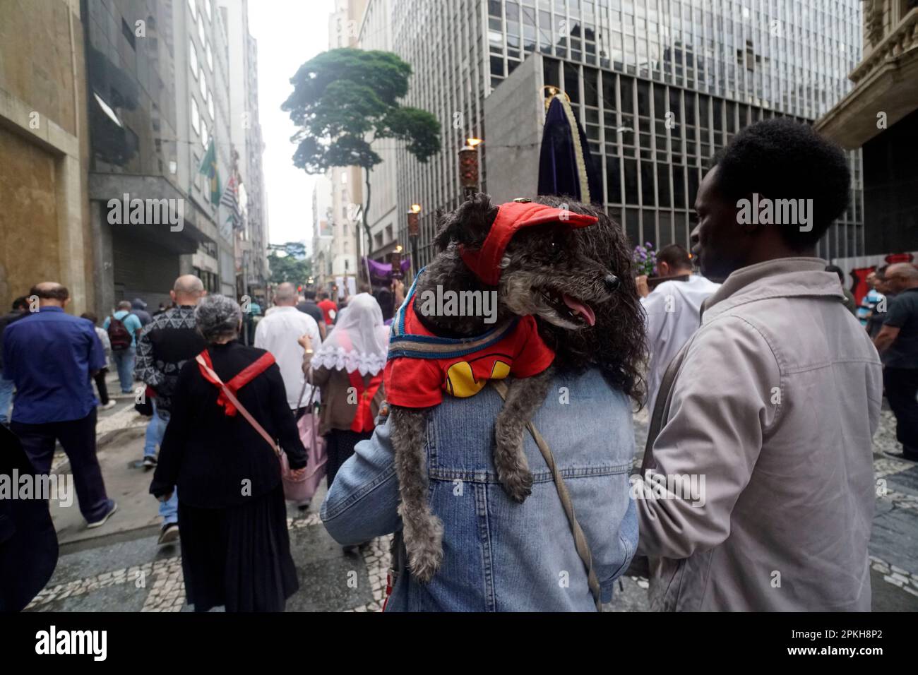 Catholic community people participate in a religious procession on the ...