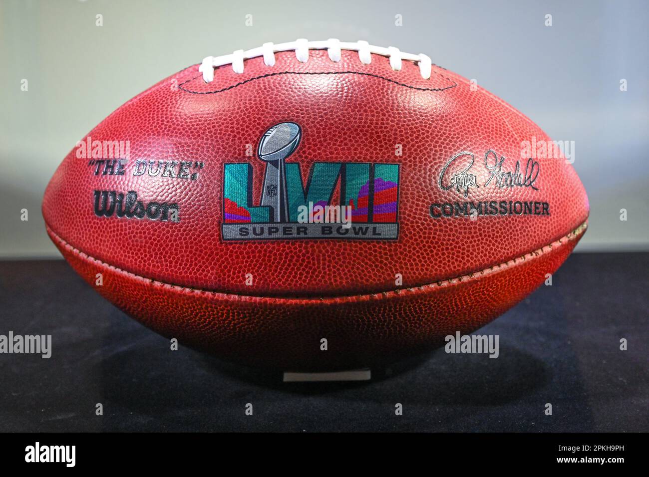 Super Bowl LVII Game-Winning Field Goal Football on display during ...