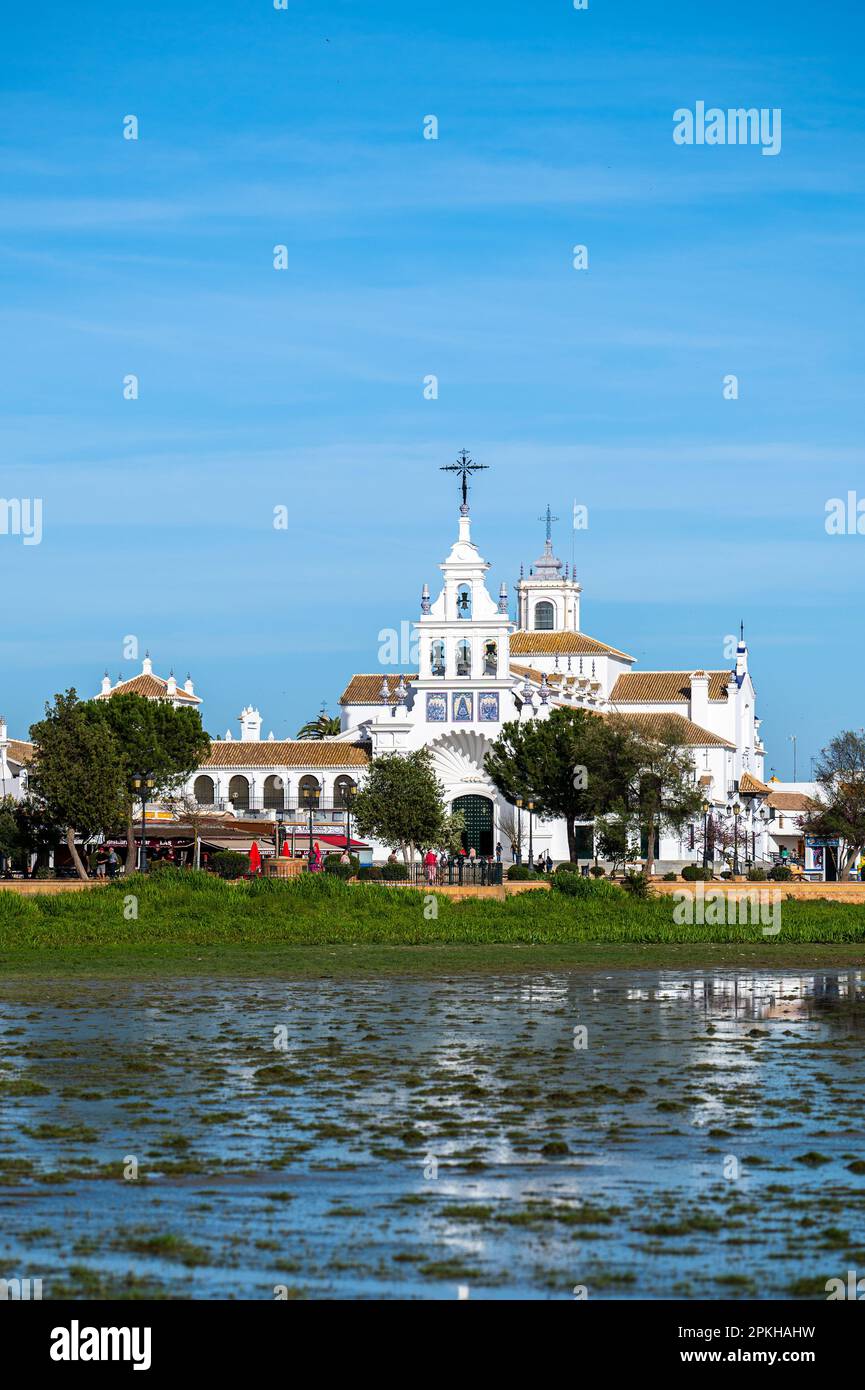 Church of El Rocío, Spain and view of the lake Stock Photo - Alamy