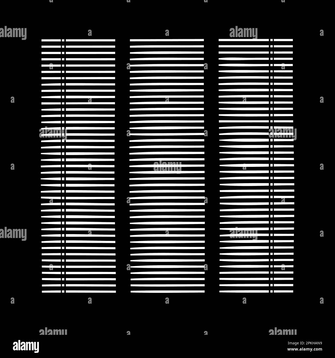 Silhouette of three sections blinds on black background. Gobo mask for ...