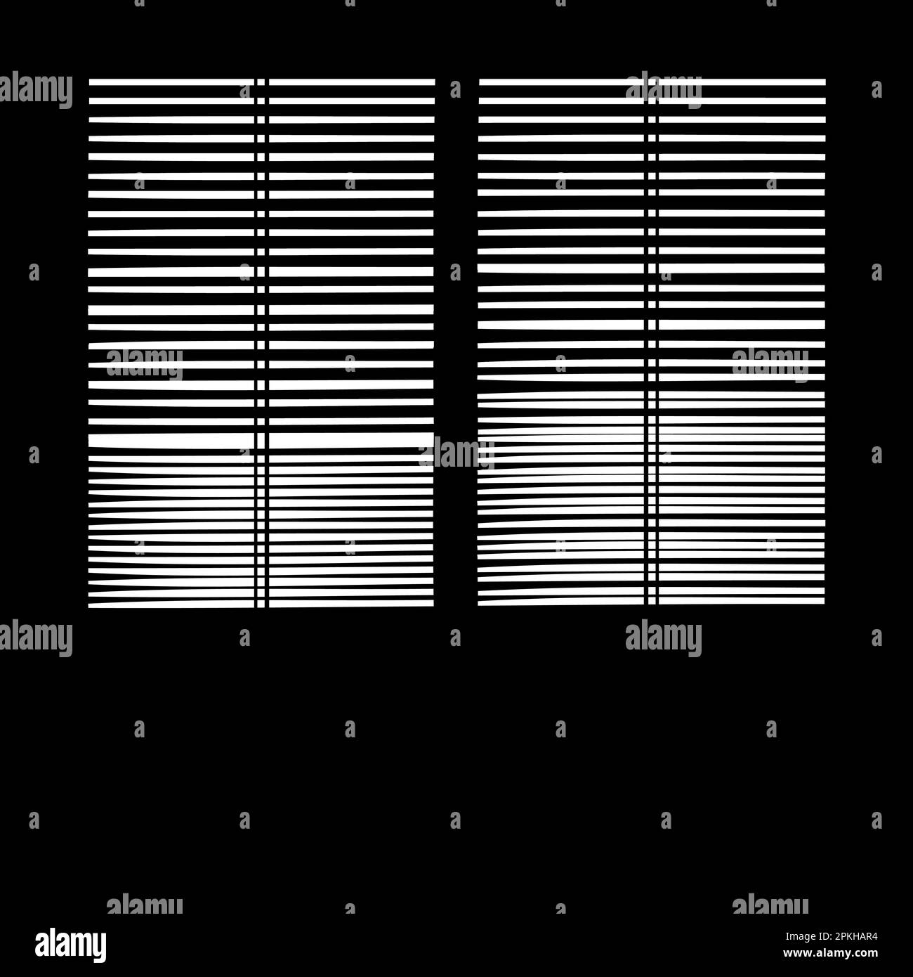 Silhouette of lowered to the middle blinds on black. Gobo mask Stock ...