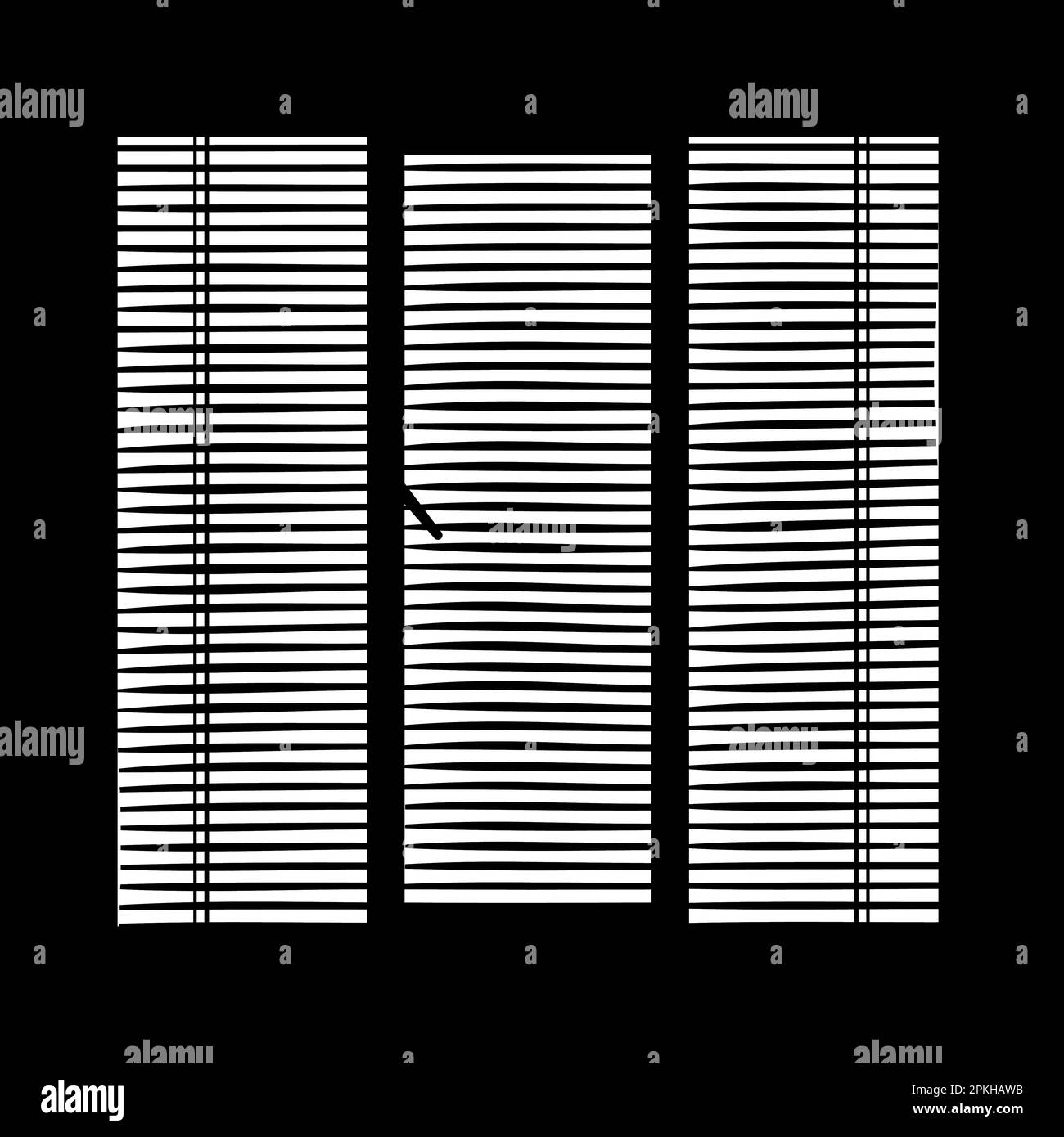 Silhouette of three sections window with lowered down blinds Stock ...