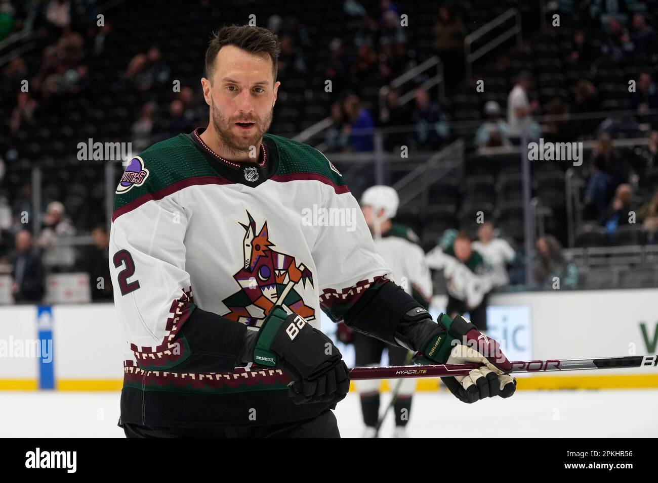 Arizona Coyotes defenseman Patrik Nemeth during warmups before an NHL ...