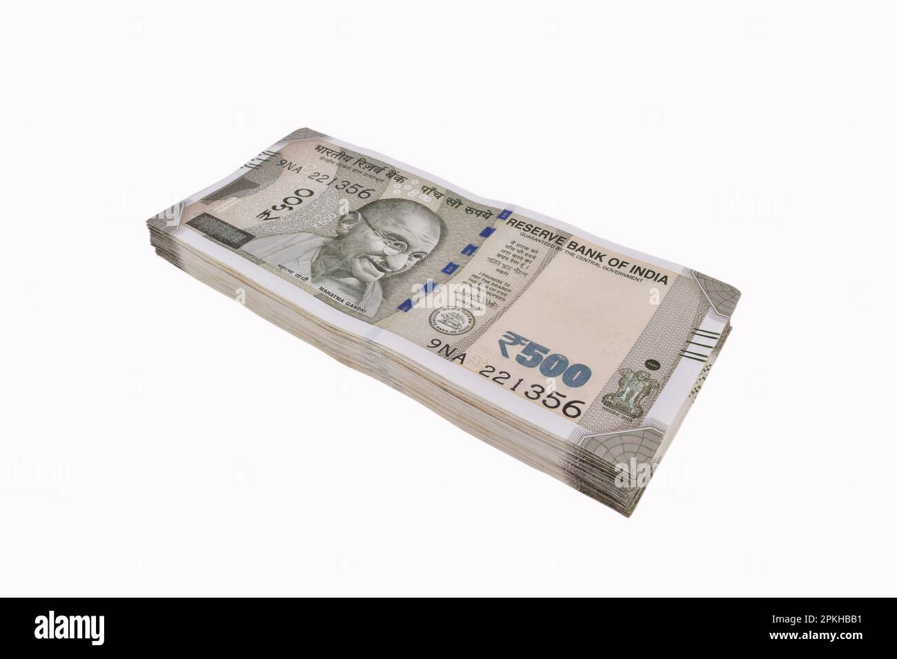 Bundle of 500 rupee note isolated on white background with clipping ...