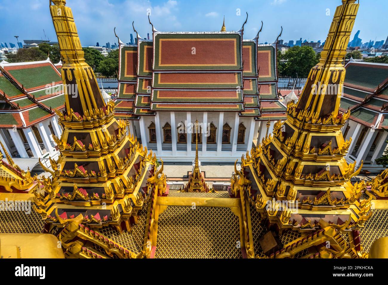 Ornate Spires Main Hall Loha Prasat Metal Castle Buddhist Temple Wat ...