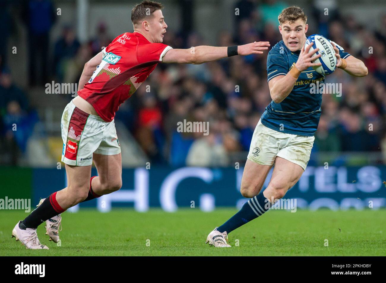 Dublin, Ireland. 08th Apr, 2023. Garry Ringrose of Leinster runs with ...