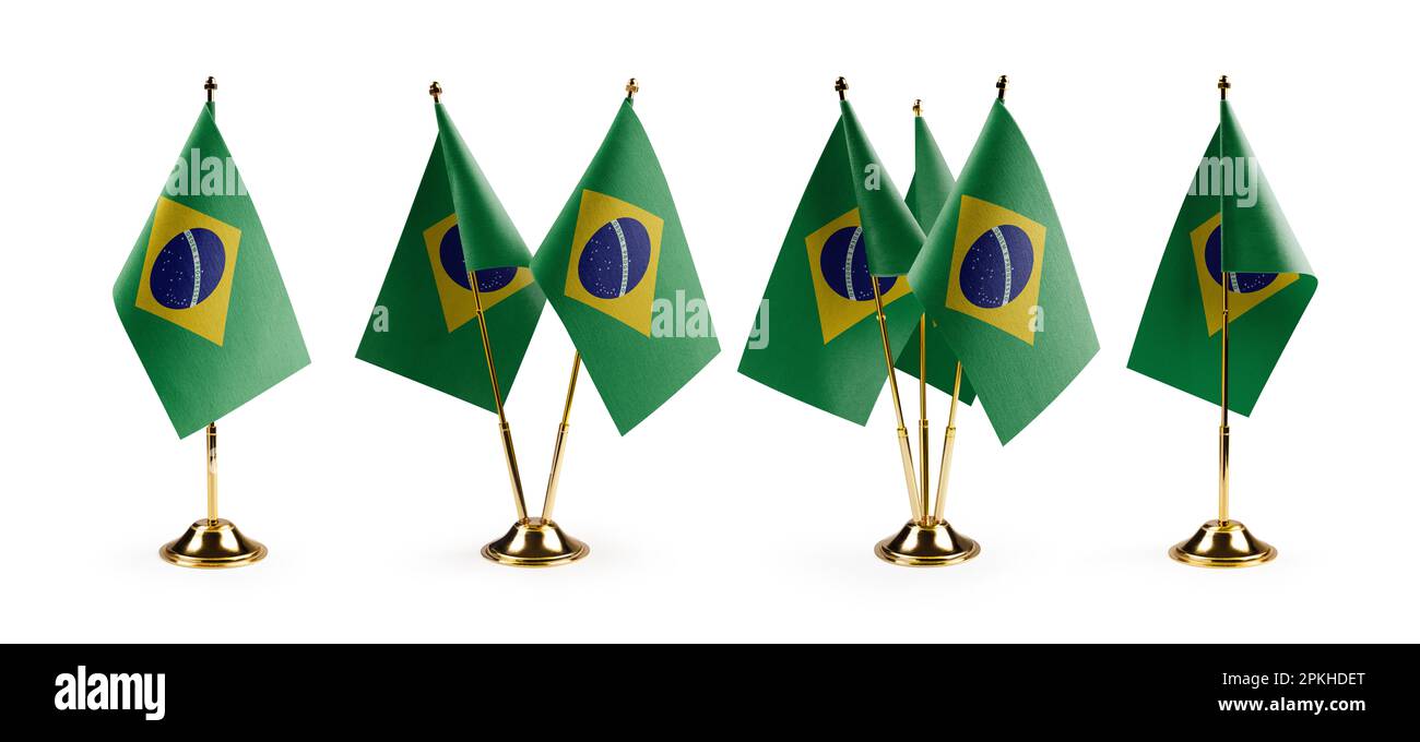 Small national flags of the Brazil on a white background Stock Photo ...