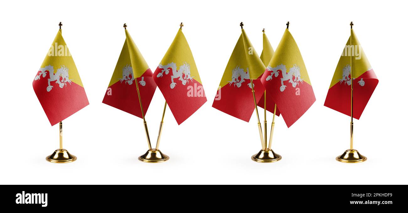 Small national flags of the Bhutan on a white background Stock Photo ...