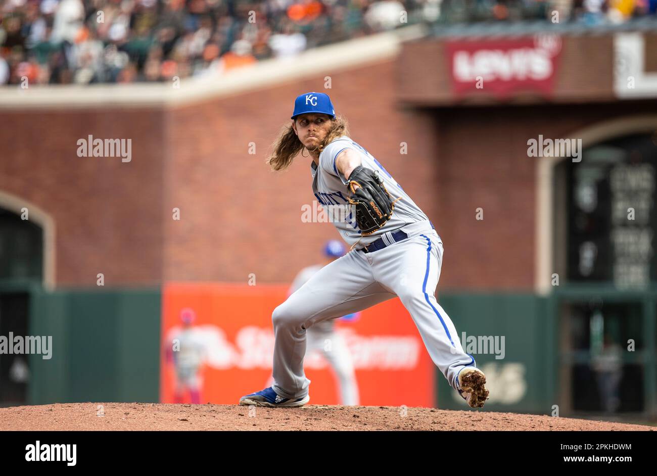 April 07 2023 San Francisco CA, U.S.A. Kansas City relief pitcher Scott ...