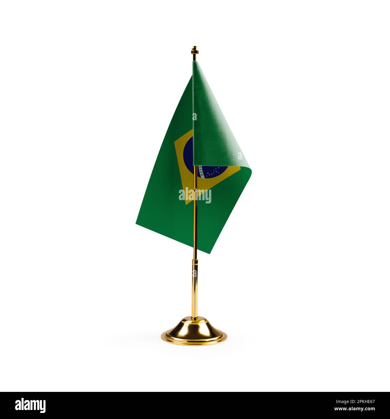 Small national flag of the Brazil on a white background Stock Photo - Alamy