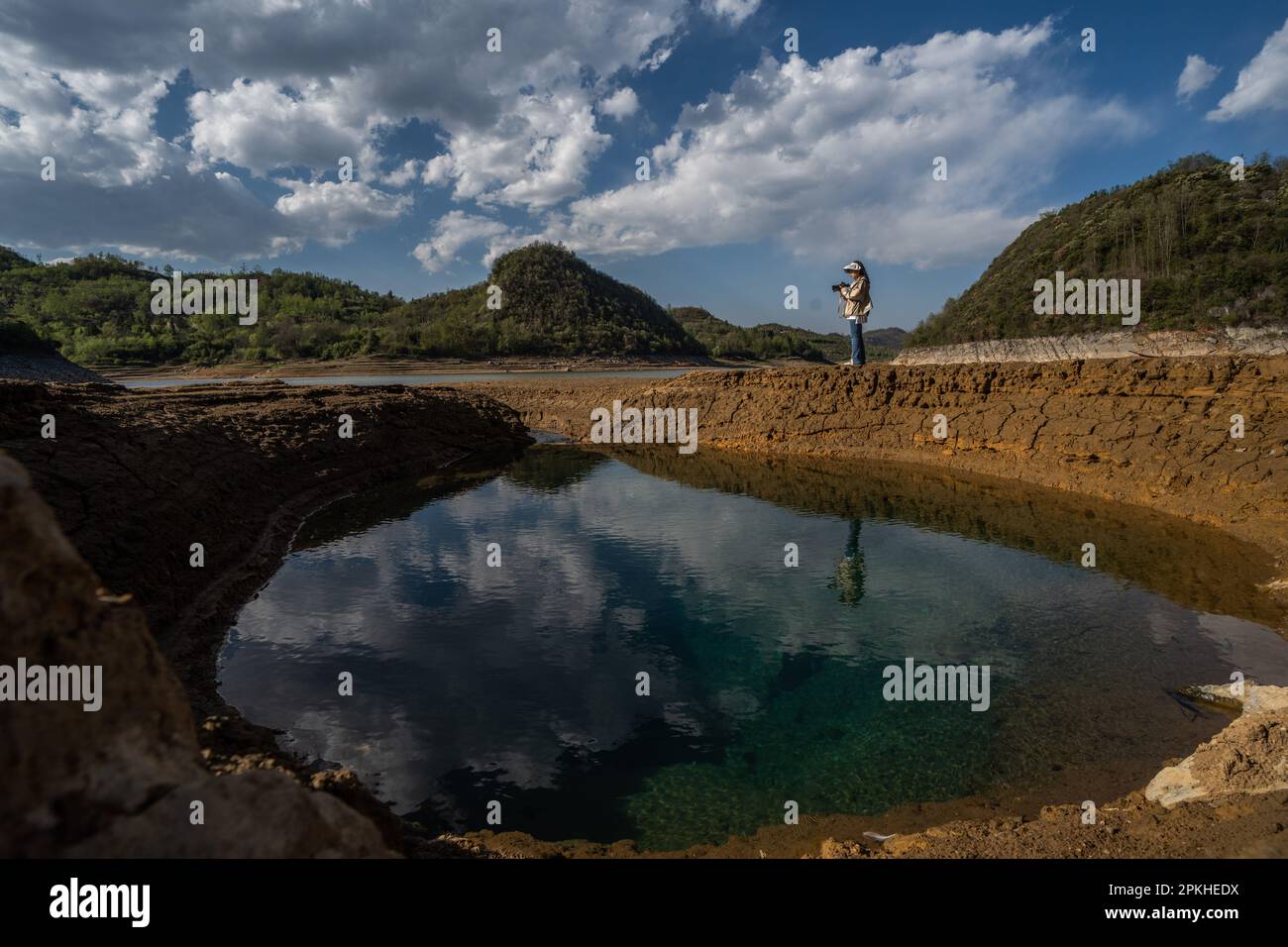 BIJIE, CHINA - APRIL 3, 2023 - Aerial photo shows spring water emerging ...
