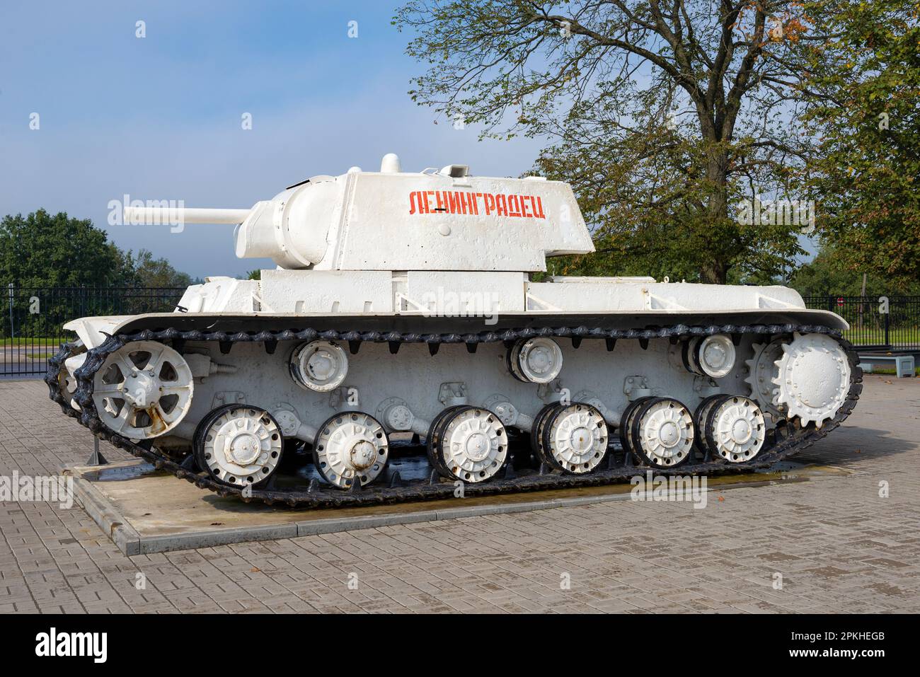 KIROVSK, RUSSIA - SEPTEMBER 07, 2018: Soviet heavy tank KV-1 in winter ...