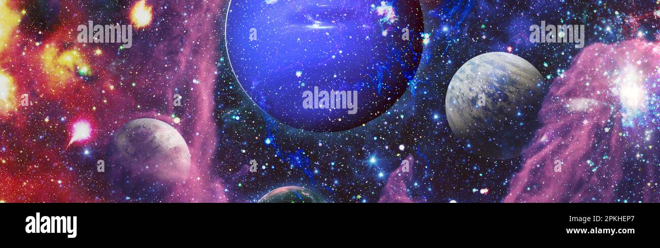 planets, awesome science fiction wallpaper, cosmic landscape Stock ...
