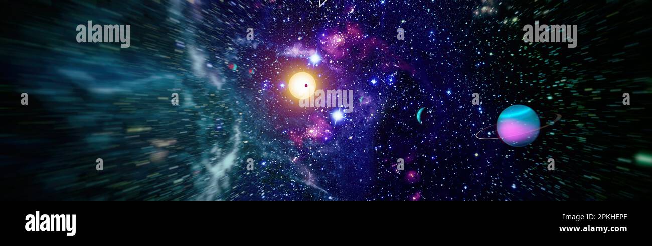 Stars of a planet and galaxy in a free space Stock Photo - Alamy