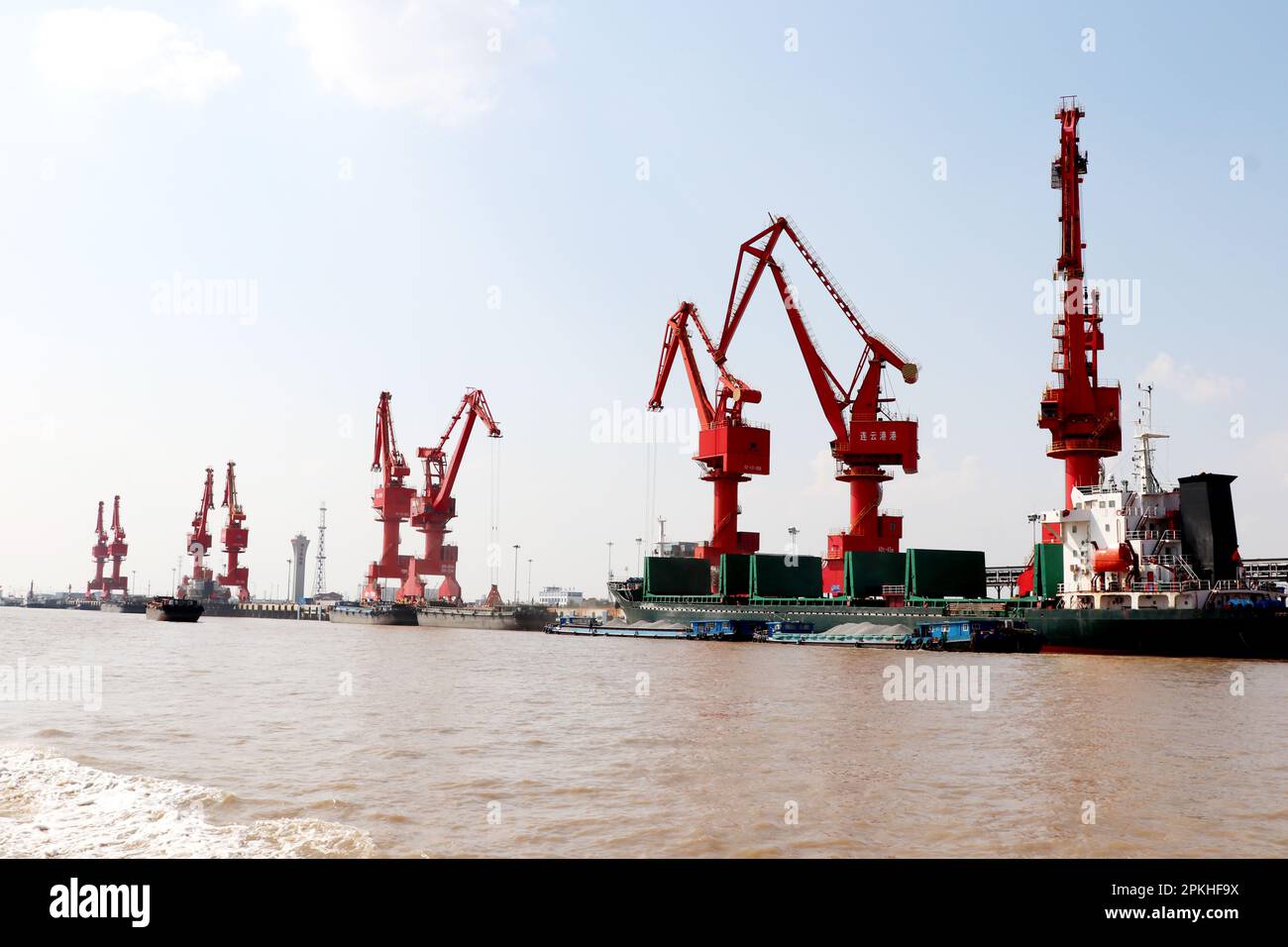 LIANYUNGANG, CHINA - APRIL 8, 2023 - A cargo terminal at Yanwei Port in ...