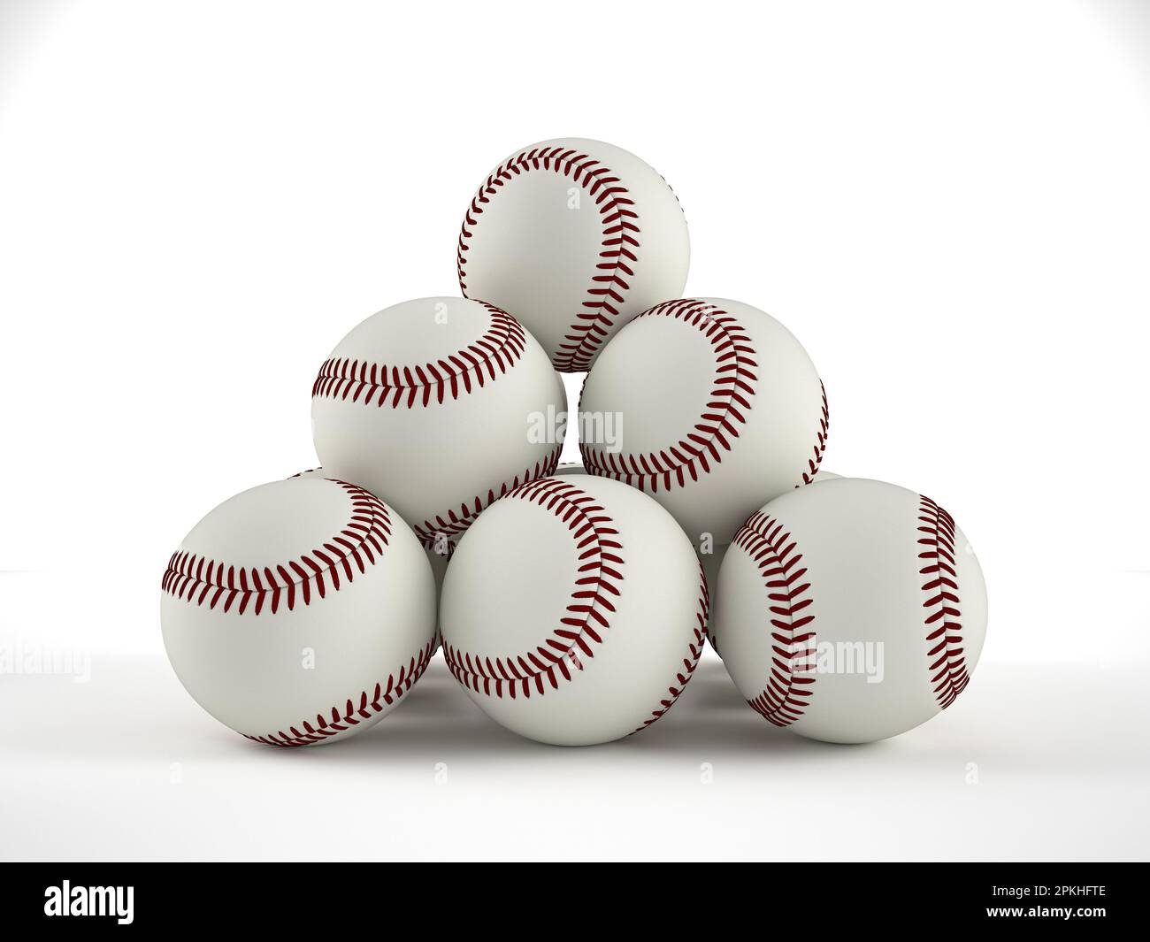 Pyramid formed by baseball balls on a white background. 3d illustration ...