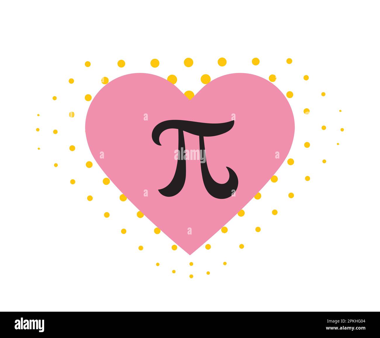 Pink Heart With Pi Symbol Isolated On Yellow Polka Dot Background Stock ...