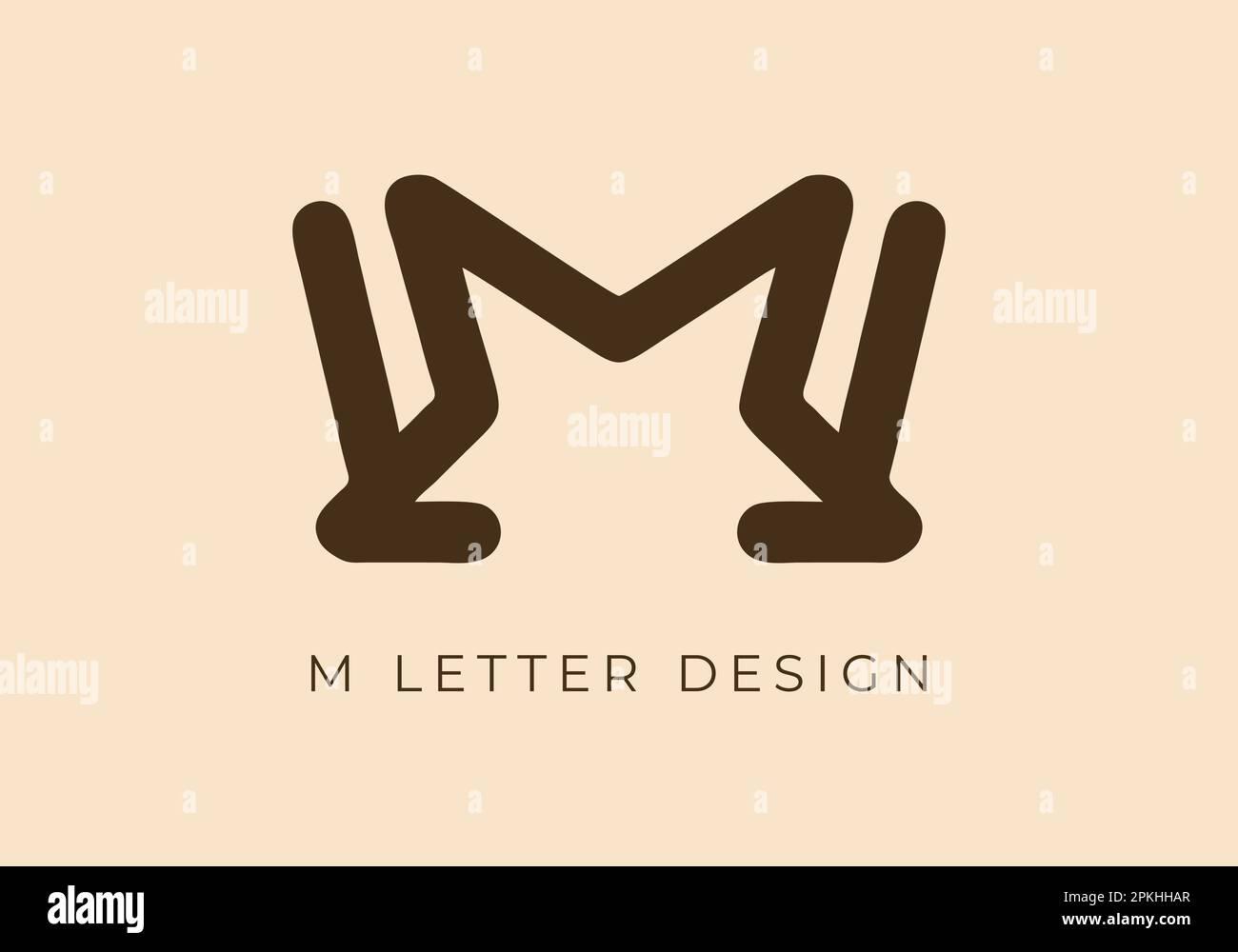 Unique Mono line in mono color design of M initial letter Stock Vector ...