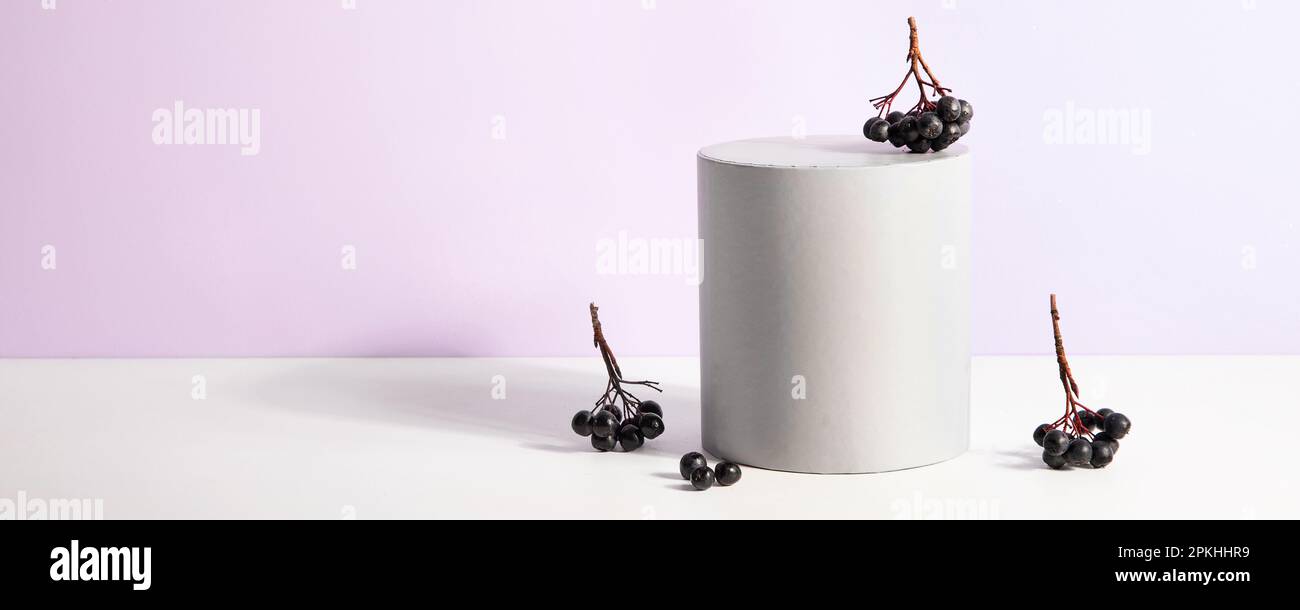 Podiums or pedestals for products display on purple background. Scene ...