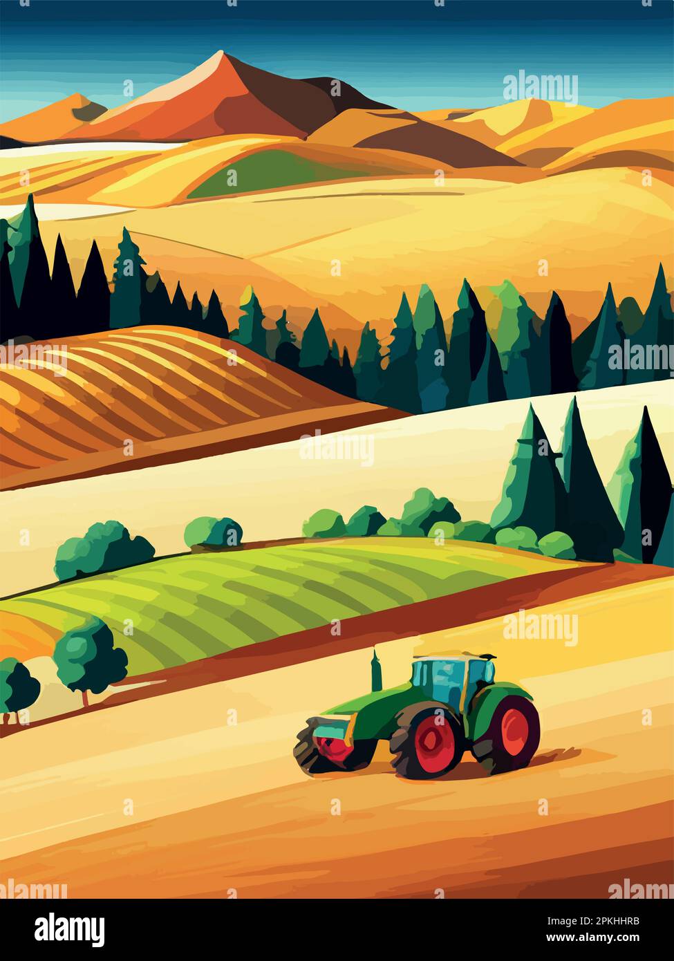 Valley of farms Stock Vector Images - Alamy
