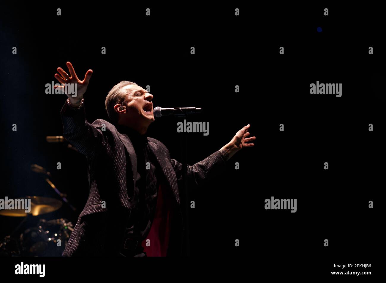 Depeche Mode lead singer Dave Gahan performing on stage during the ...