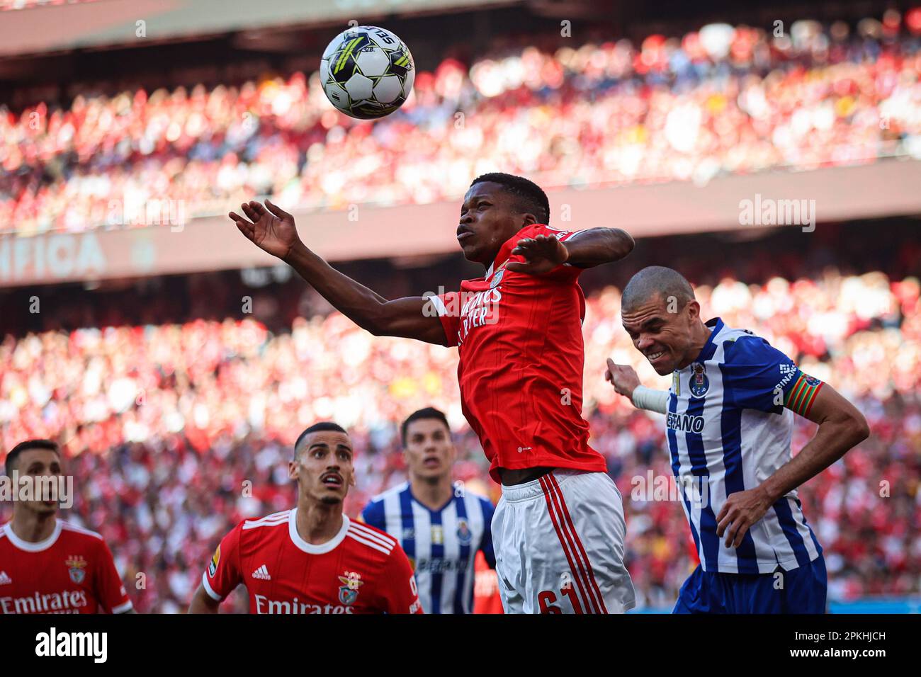 Lisboa, Portugal. 07th Apr, 2023. Florentino Luis of SL Benfica (C) and ...