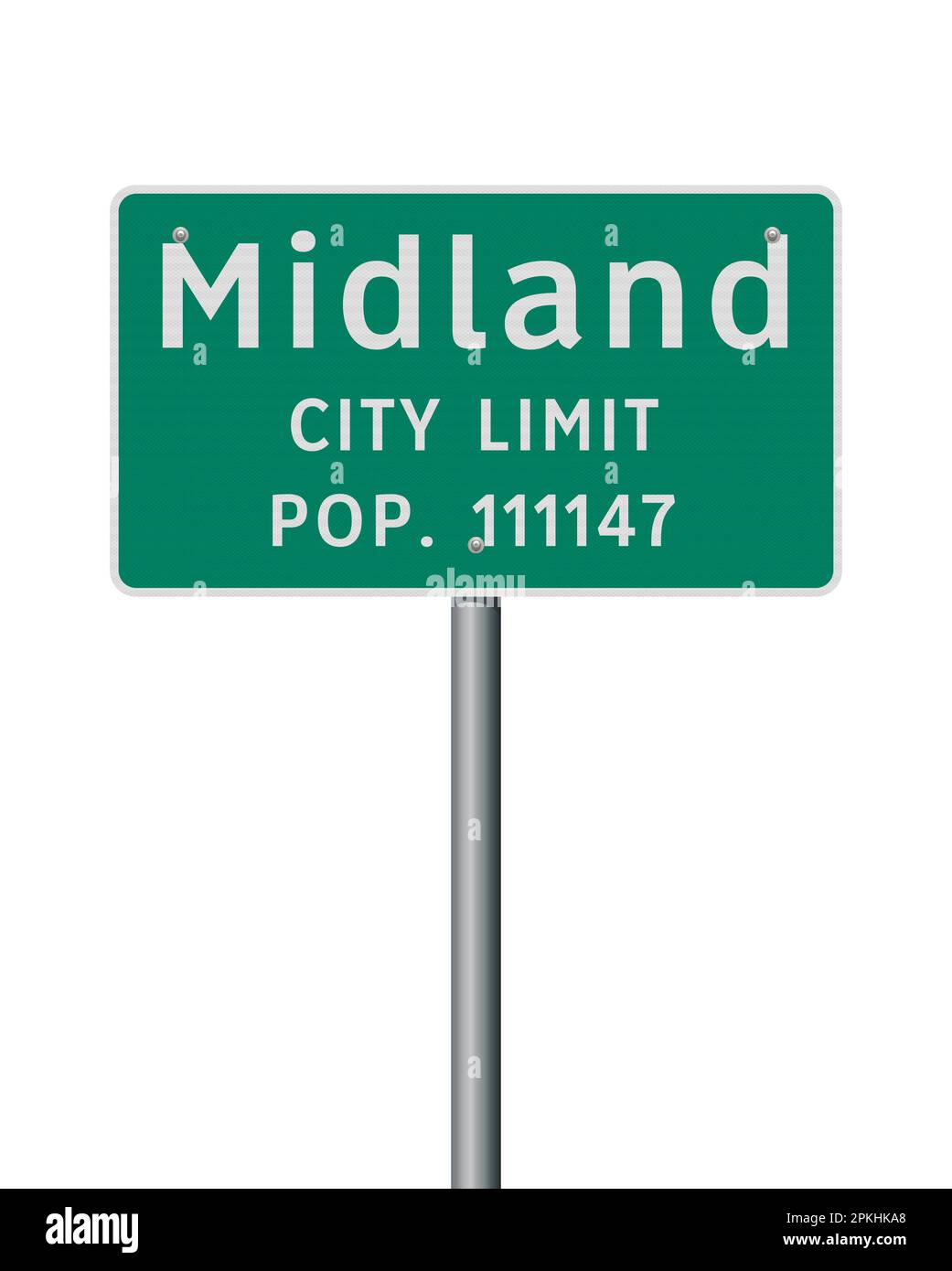Vector illustration of the Midland (Texas) City Limit green road sign ...