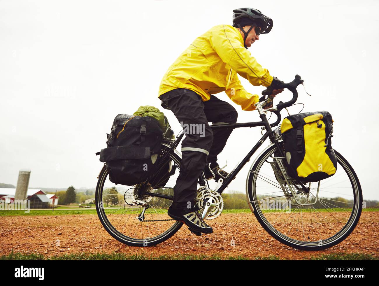Hes dedicated to cycling. Full length shot of a male cyclist enjoying a ...