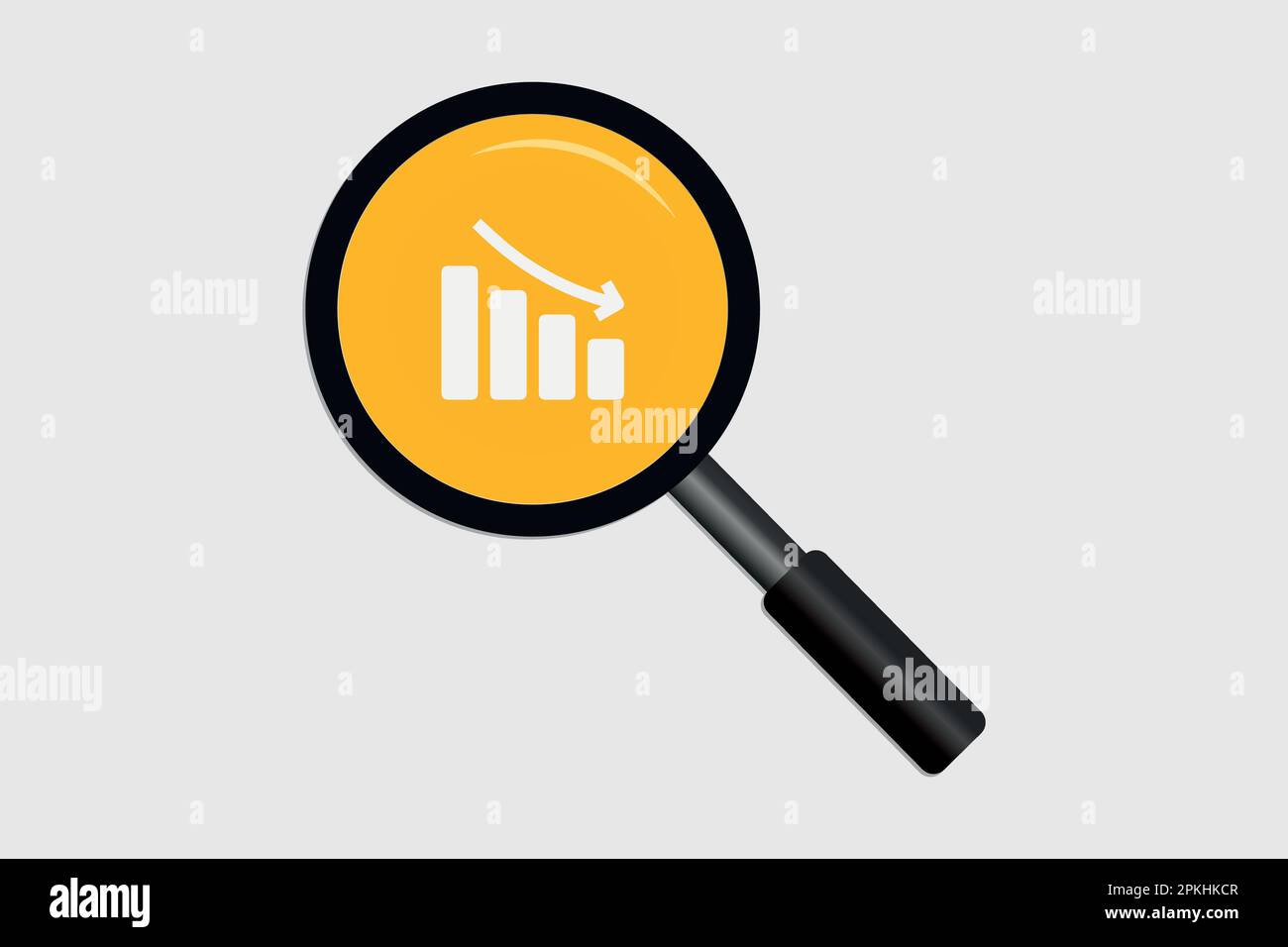 Arrow down line chart with magnifying glass vector Stock Vector Image ...