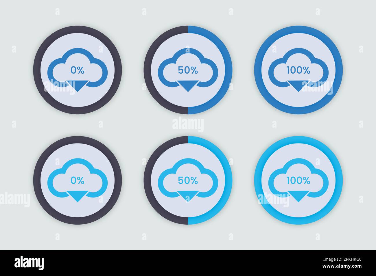 Circle percentage diagrams 0, 50 and 100 percent. Vector illustration ...