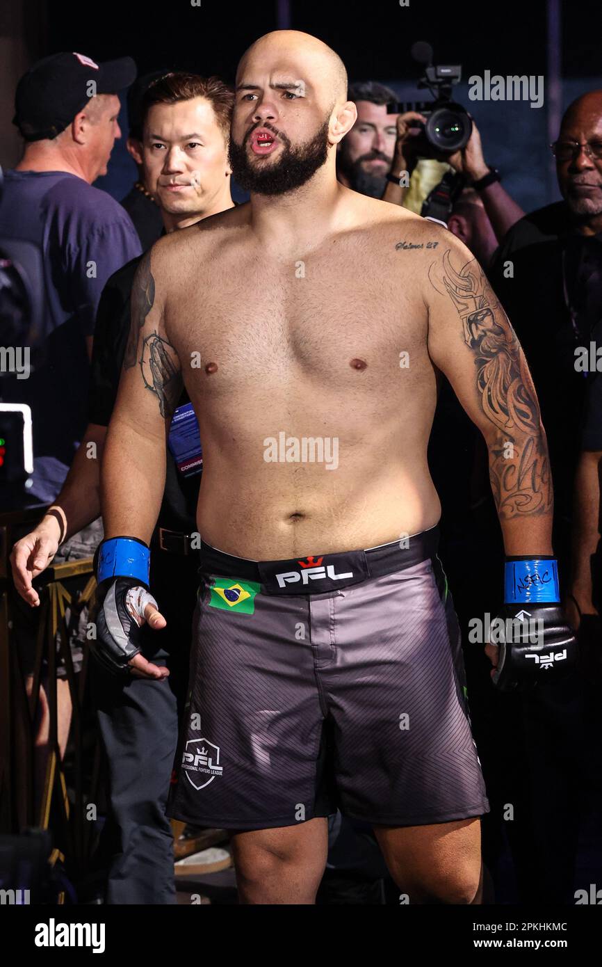 Las Vegas, NV, USA. 7th Apr, 2023. Heavyweight Matheus Scheffel walks ...