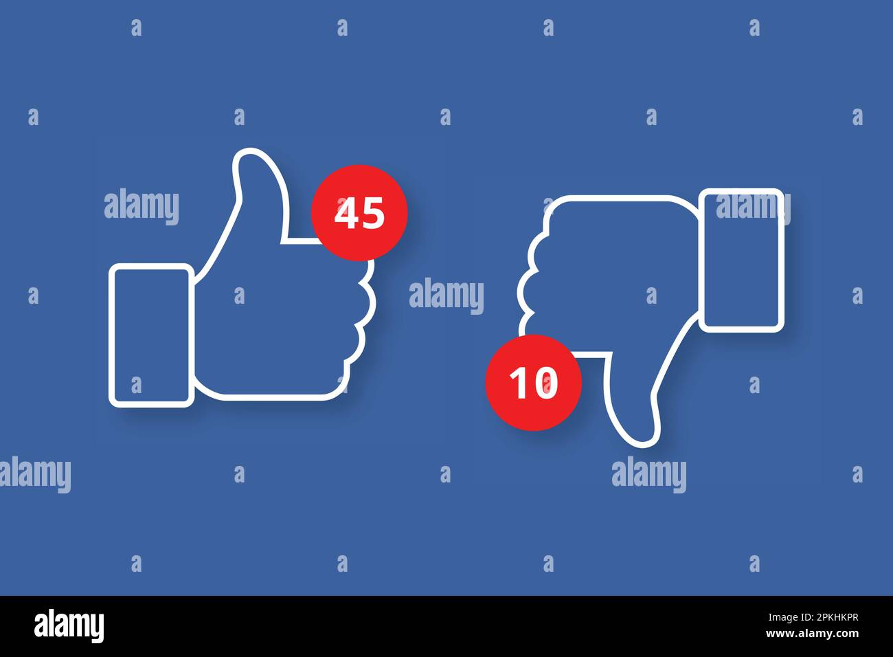 Facebook thumb up and thumb down background with notification Stock ...